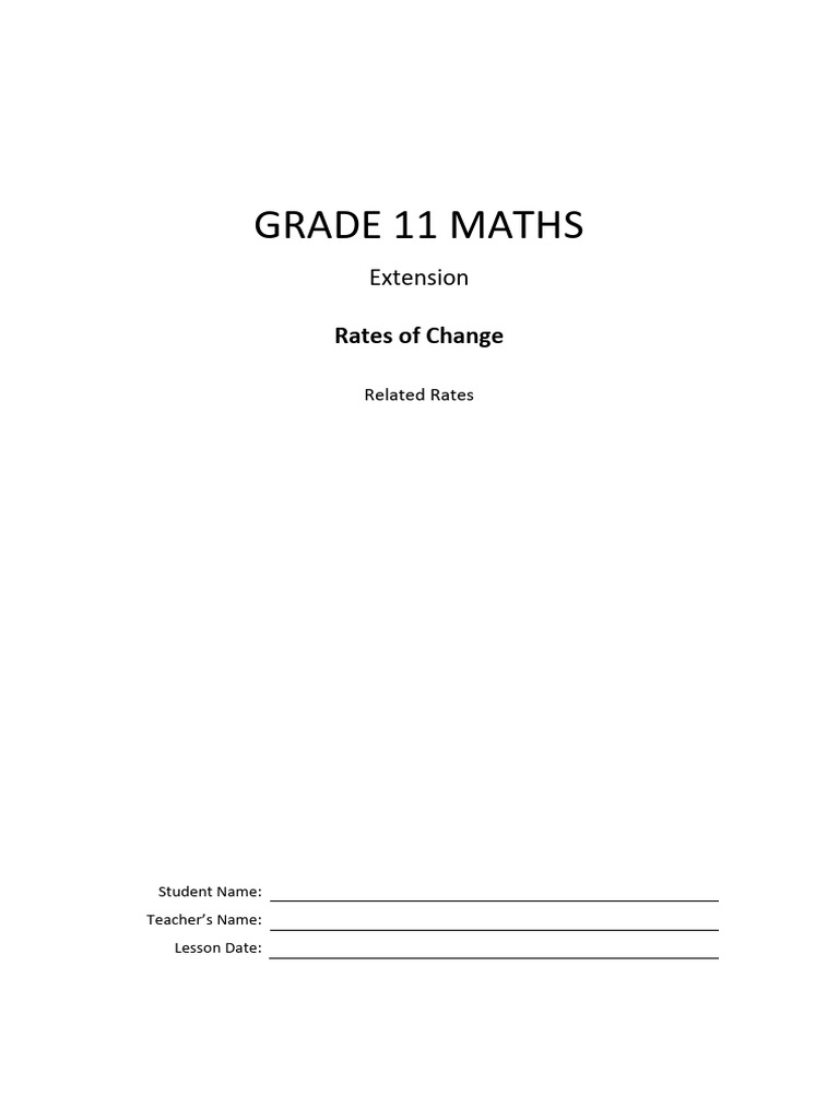 Grade 11 Maths - Related Rates | PDF | Sphere | Volume