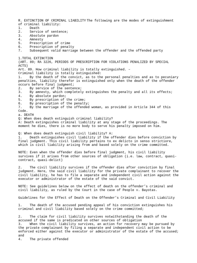 R. Extinction of Criminal Liability Dont Delete | PDF | Statute Of ...