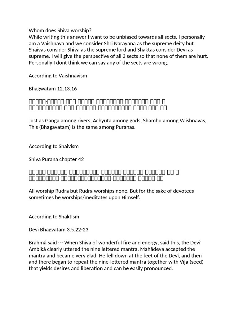 Shiva's Worship Across Three Sects | PDF