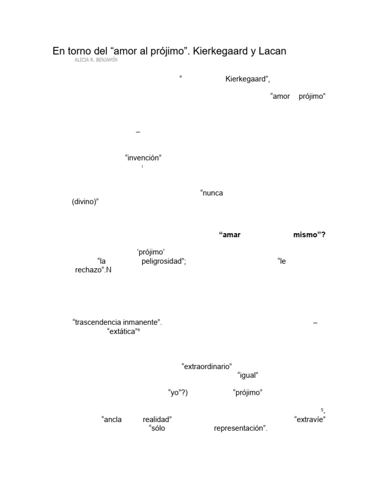 (ARTICULO) en Torno Del "Amor Al Prójimo". Kierkegaard y Lacan | PDF ...