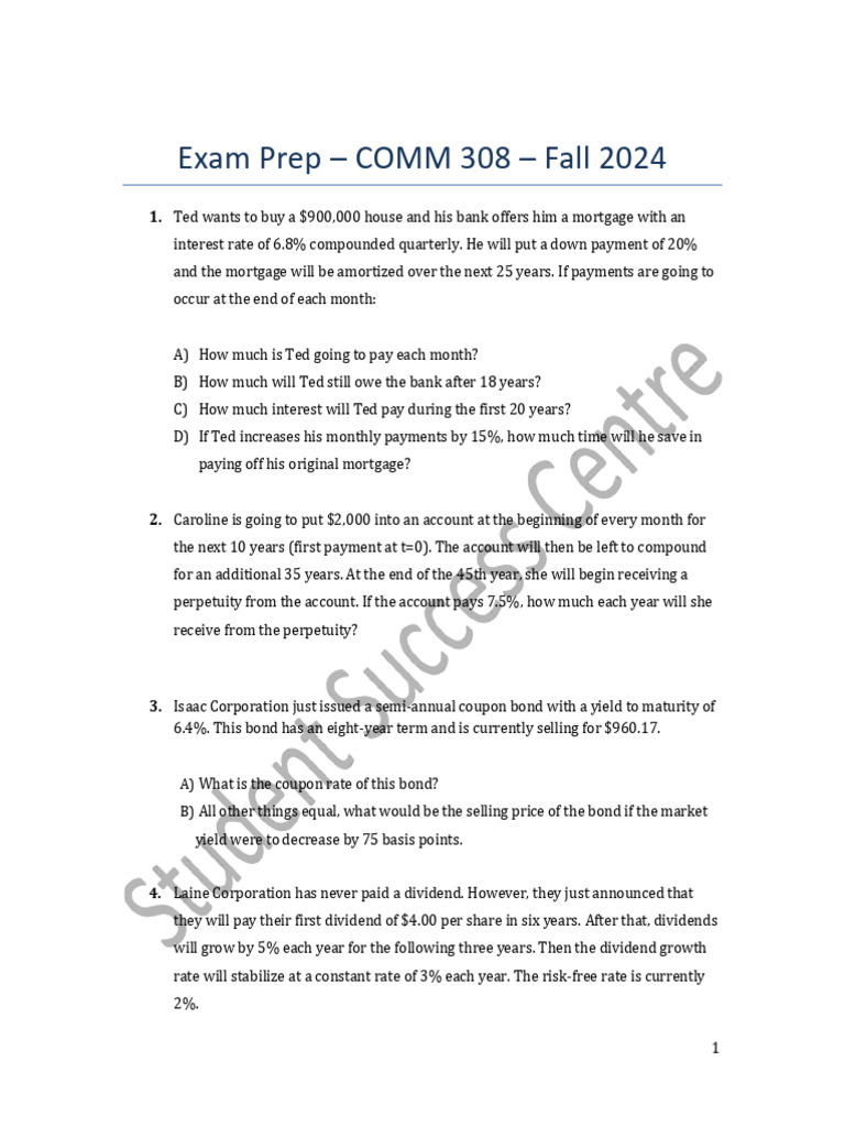 COMM308 Fall2024 NicolasD | PDF | Beta (Finance) | Bonds (Finance)