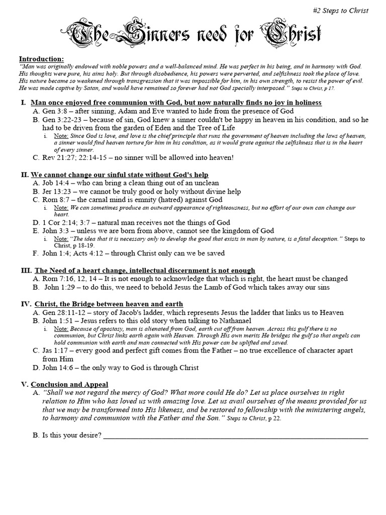 #2 Sinners need for Christ | PDF | Sin | Heaven