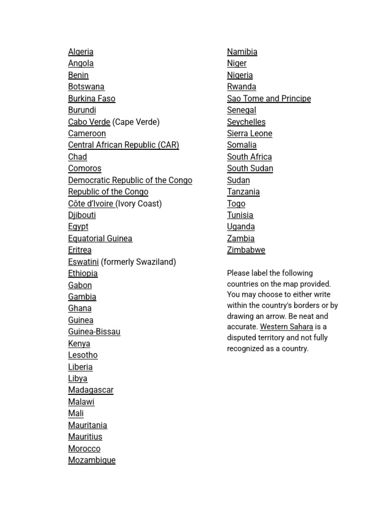List of African Countries | PDF