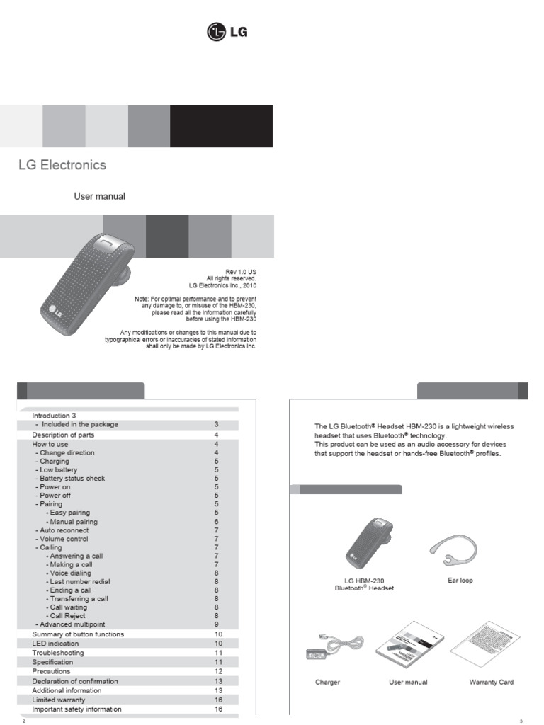 LG HBM230 User Manual 1261881 | PDF | Bluetooth | Computing