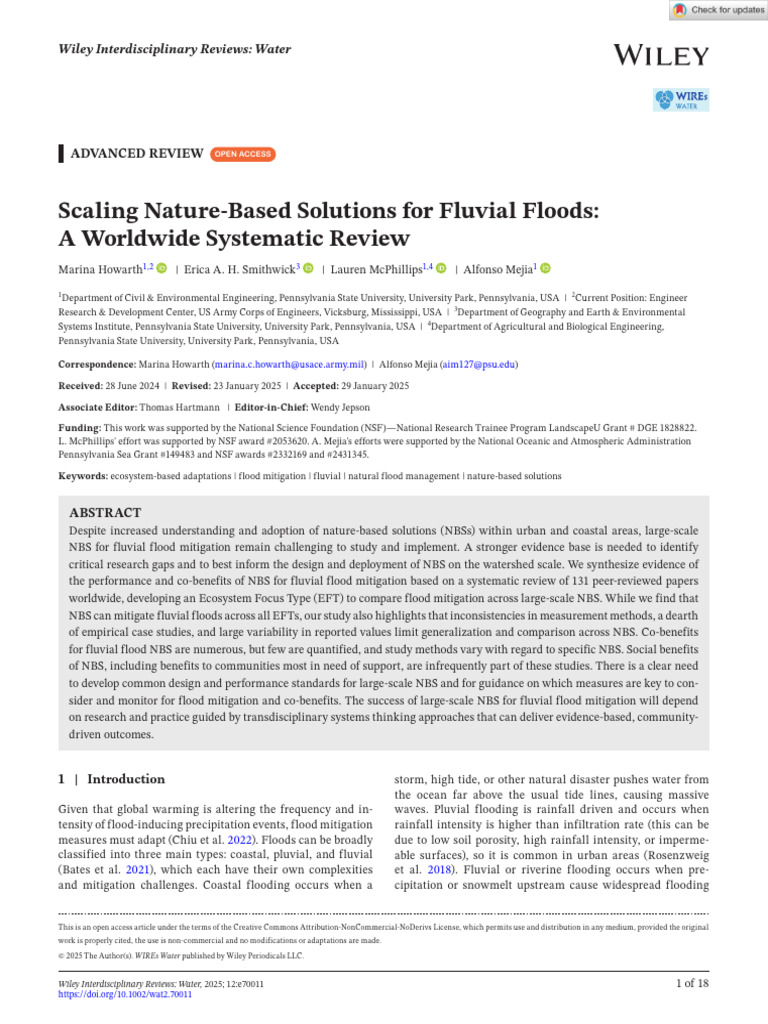 2025 - Howarth - Scaling Nature Based Solutions For Fluvial Floods A ...