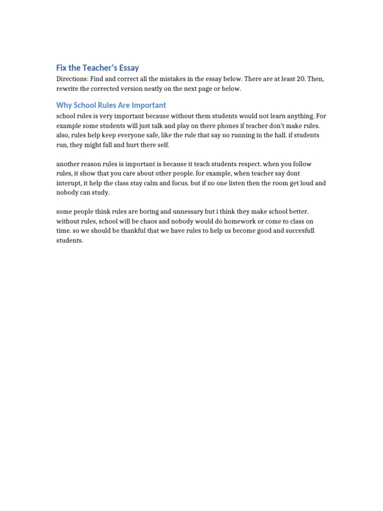 Fix The Teachers Essay | PDF