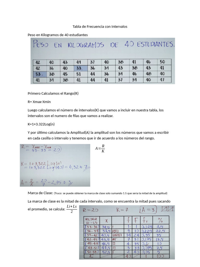 Tabla de Frecuencia Con Intervalos | PDF