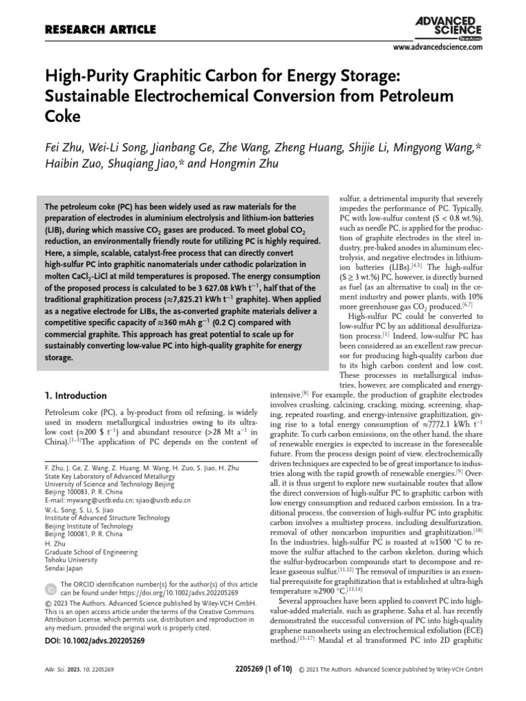 High-Purity Graphitic Carbon For Energy Storage Su | PDF ...