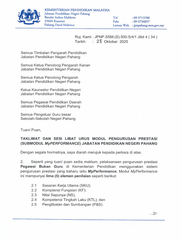 Taklimat MyPerformance KPD Pegawai Penilai | PDF