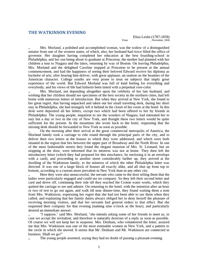 Leslie - The Watkinson Evening | PDF