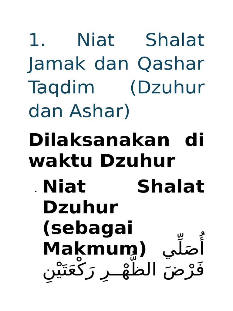Niat Shalat Jamak Taqdim dan Takhir | PDF
