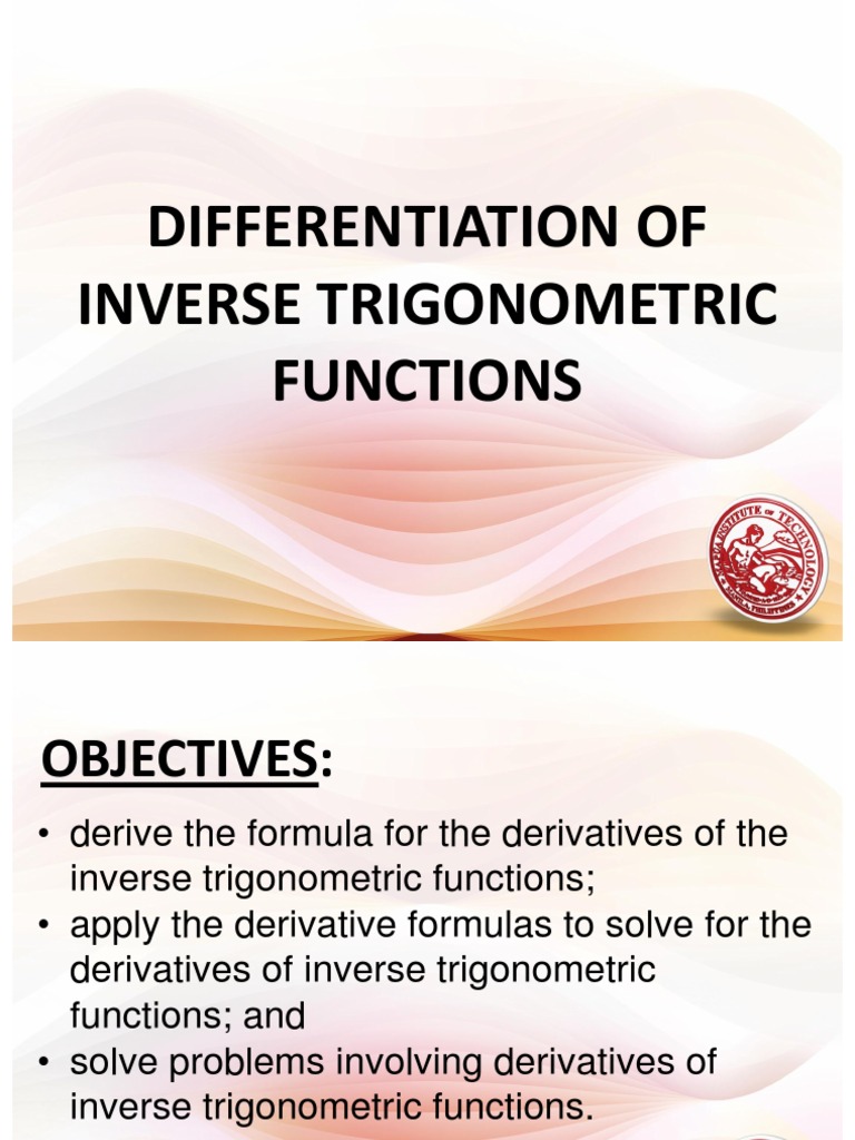 Lesson 12 - Derivative of Inverse Trigonometric Functions | PDF | Sine ...