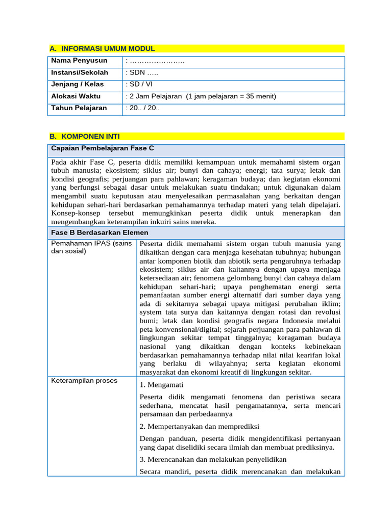 Proyek Akhir IPAS untuk SD Kelas VI | PDF