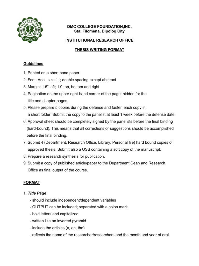 DMC Research Thesis Writing Format | PDF | Data | Methodology