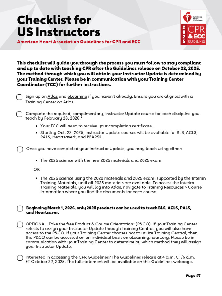 2025 AHA Instructor Update Guidelines | PDF