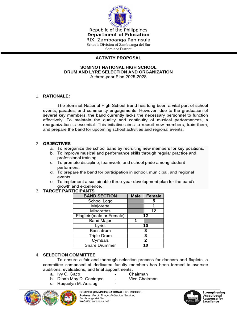 Activity Proposal - Band Reorganization | PDF