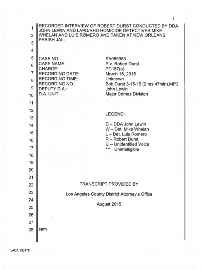 Motion in Robert Durst Case | PDF