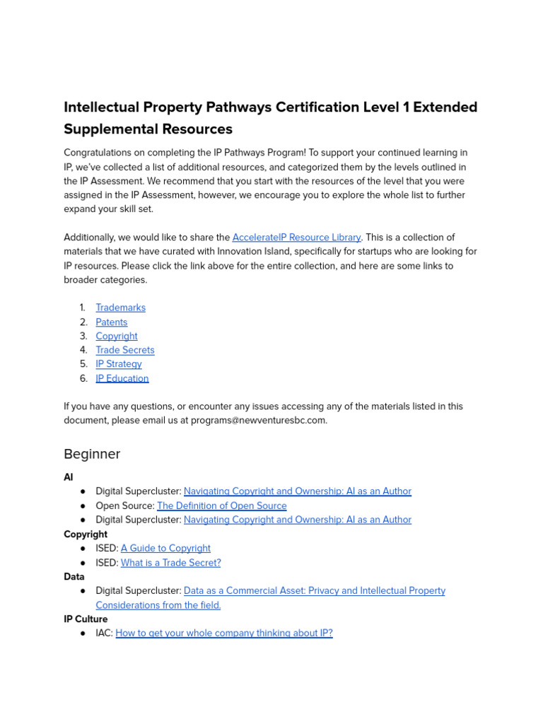 IP Pathways Certification Resources Guide | PDF | Intellectual Property ...