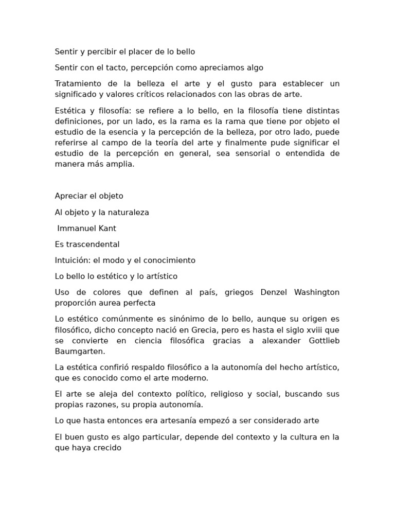 Sentir y Percibir El Placer de Lo Bello 230925 | PDF