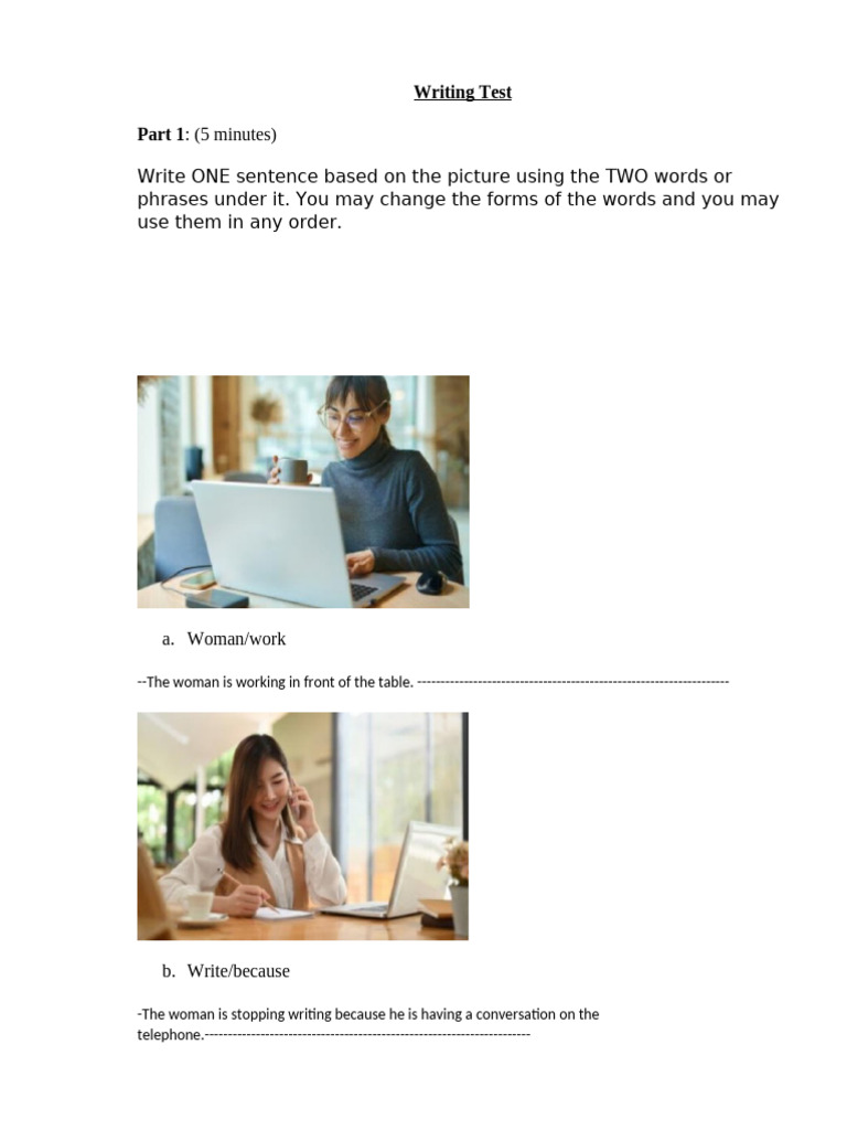Writing Test: Sentence Creation & University Benefits | PDF