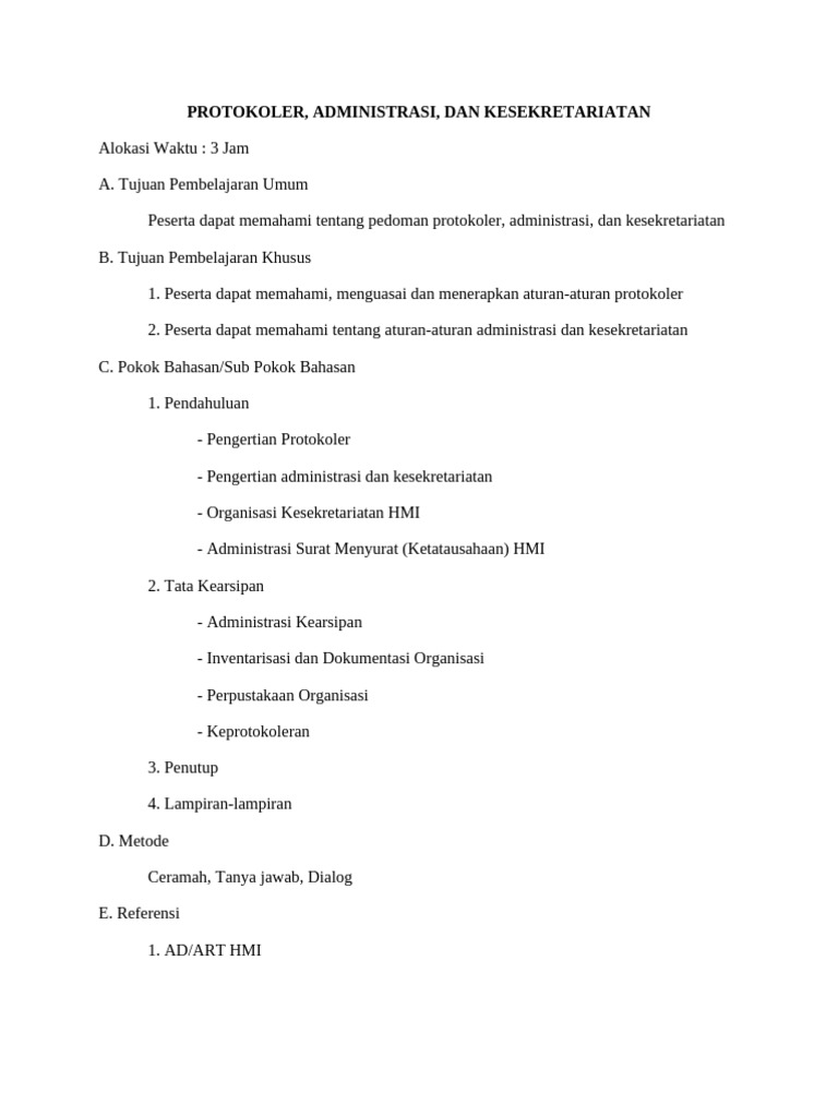 Protokoler, Administrasi, Dan Kesekretariatan | PDF