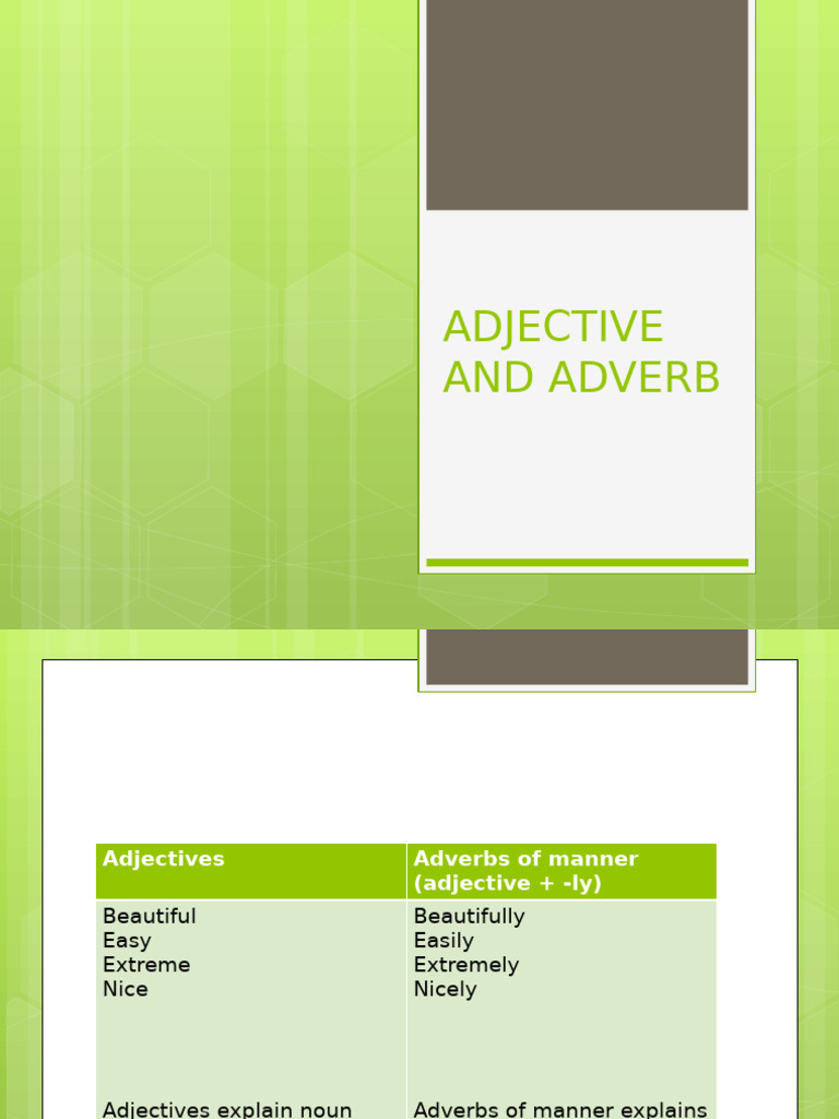 Adjective and Adverb | PDF