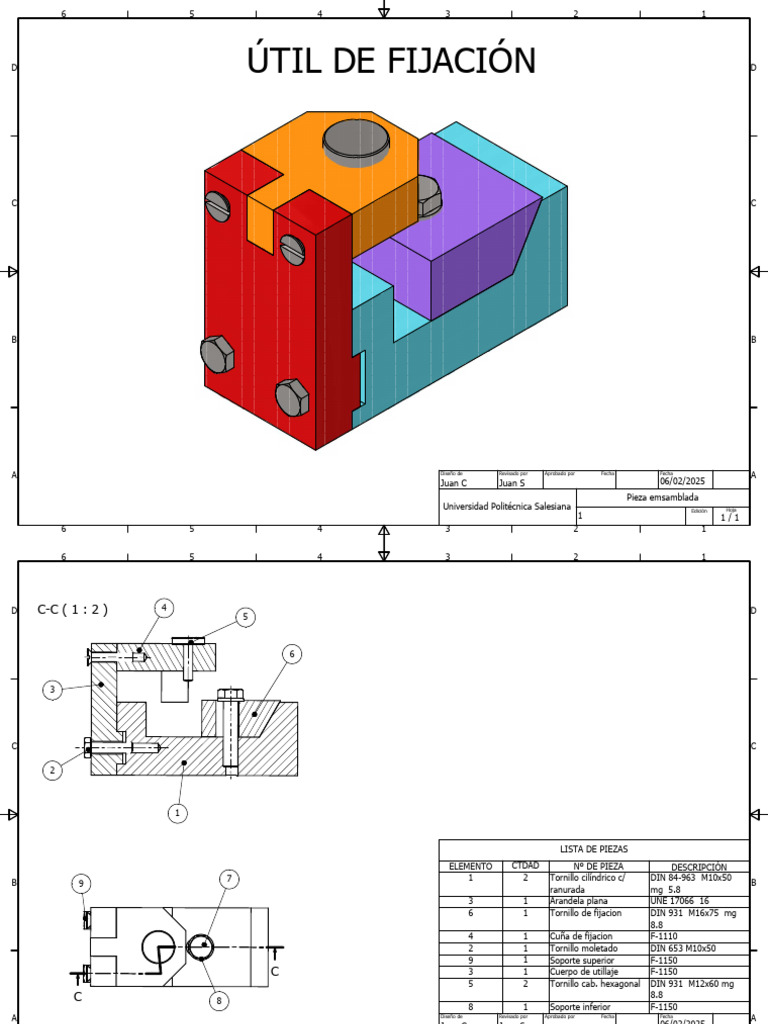 Plano de ensamblaje Cochancela | PDF | Tornillo | Mecanizado