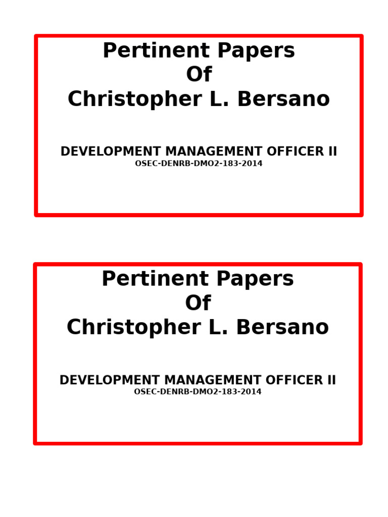 Christopher L. Bersano's Pertinent Papers | PDF