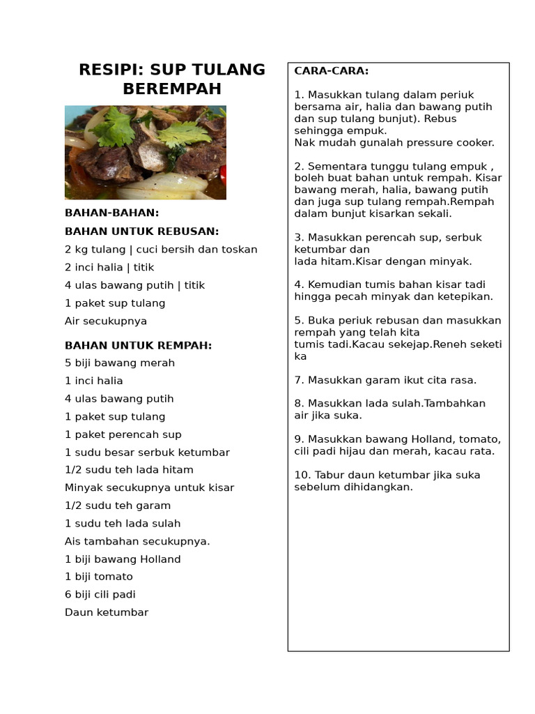 Sup Tulang Berempah | PDF