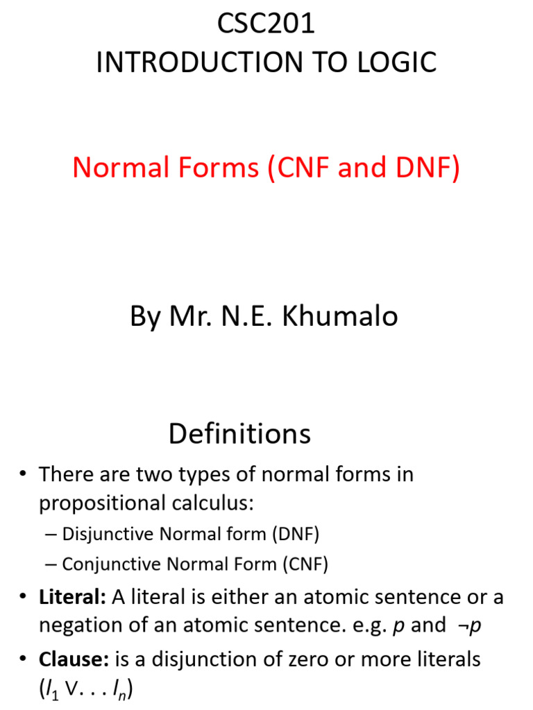 Understanding CNF and DNF in Logic | PDF