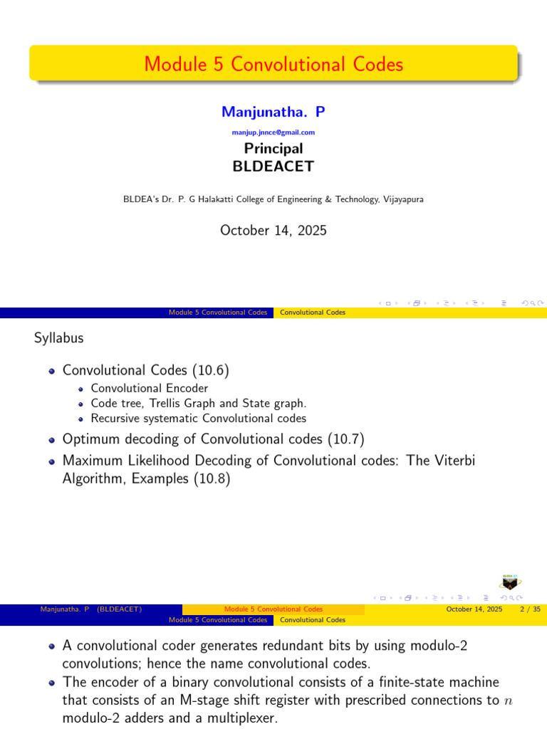 Module 5 Convolutional Codes | PDF | Computer Programming | Discrete Mathematics