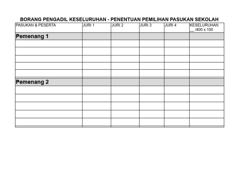 Pemilihan MLBB Sekolah - Borang Pengadil Penentuan Pasukan | PDF