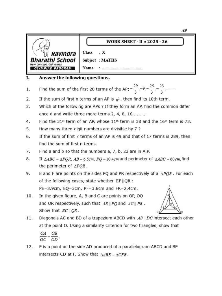 AP X Math WS-2-24.09.2025 | PDF