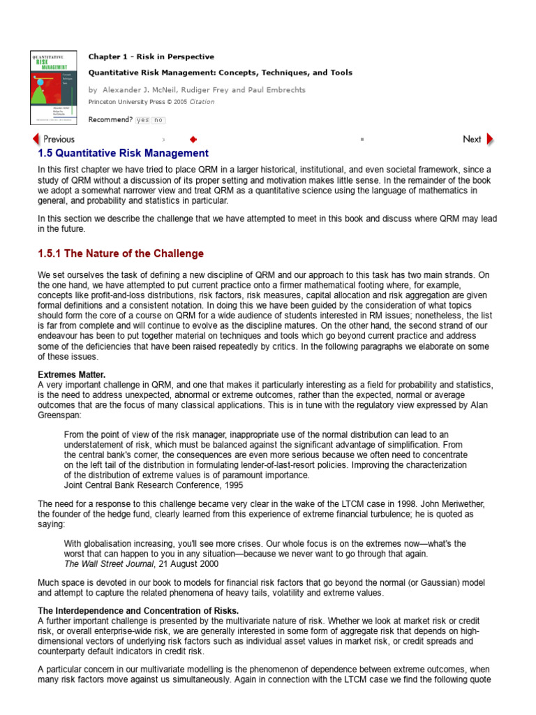 Quantitative Risk Management | PDF | Risk | Mathematical Finance