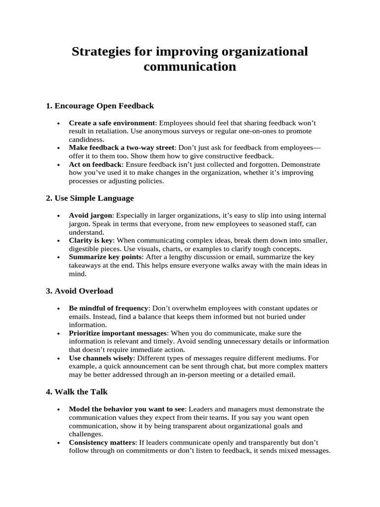 Strategies For Improving Organizational Communication | PDF | Communication | Information