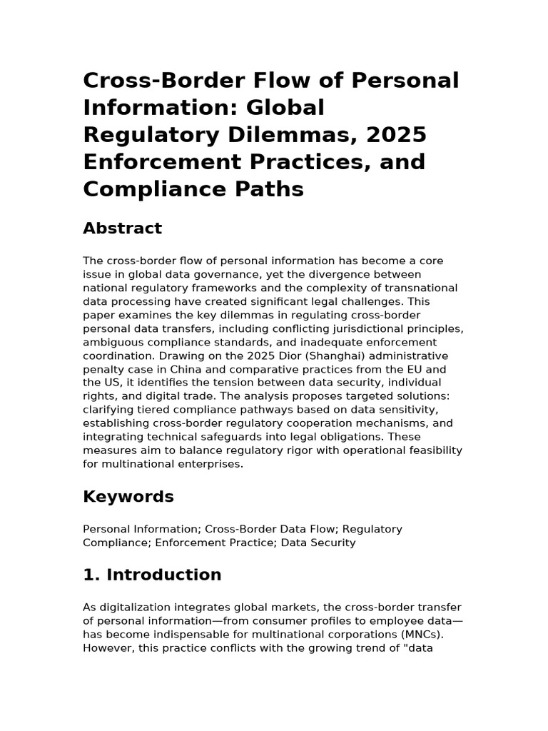 Cross-Border Data Flow Compliance Strategies | PDF | Regulatory ...