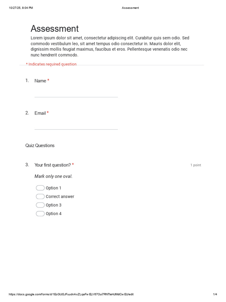 Assessment - Google Forms | PDF