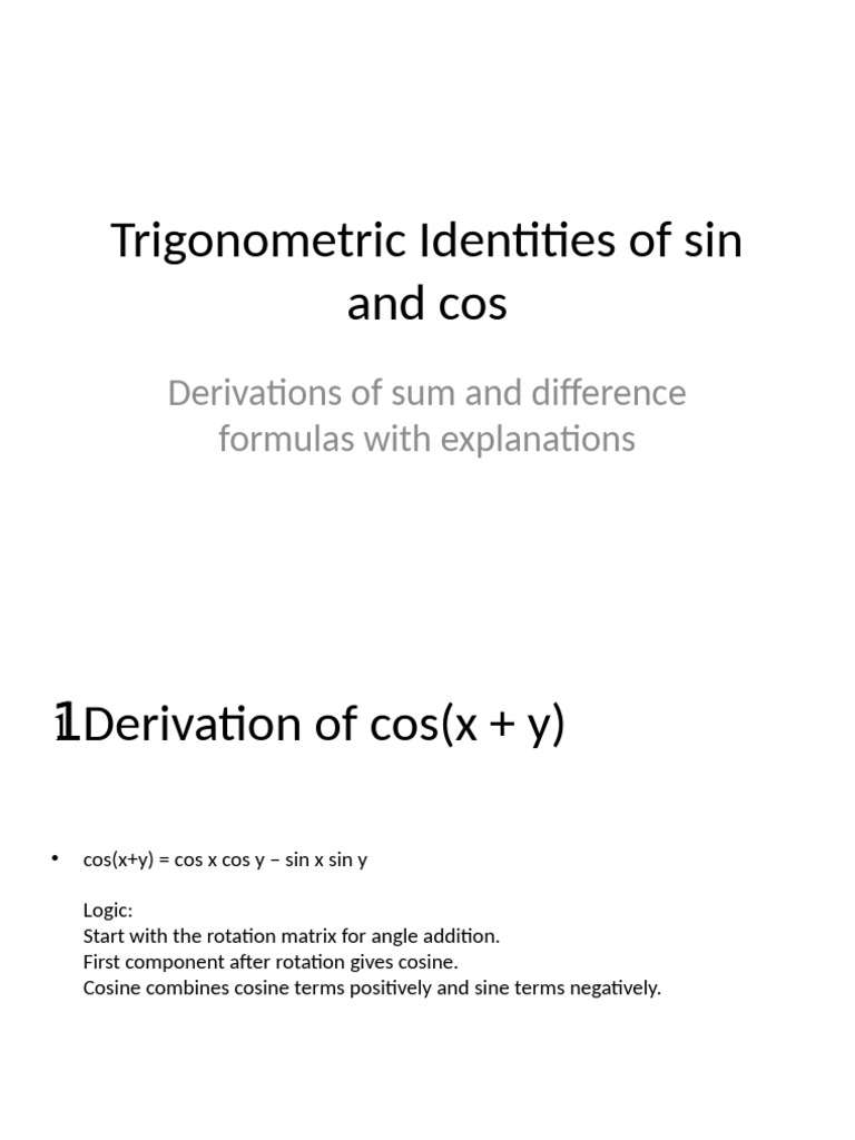 Deriving Trigonometric Identities | PDF