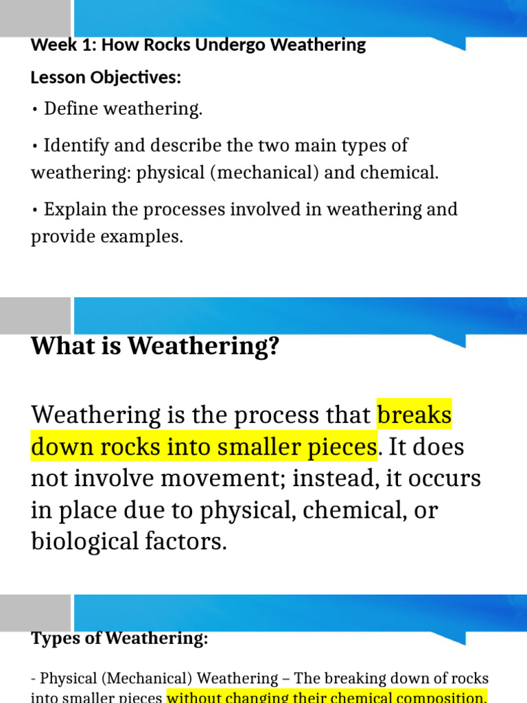 Earth Science Week 1 Quarter 2 Weathering | PDF | Weathering | Materials