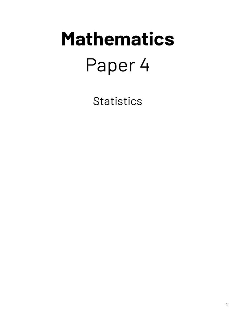 Math Paper4 ch9 Statistics | PDF