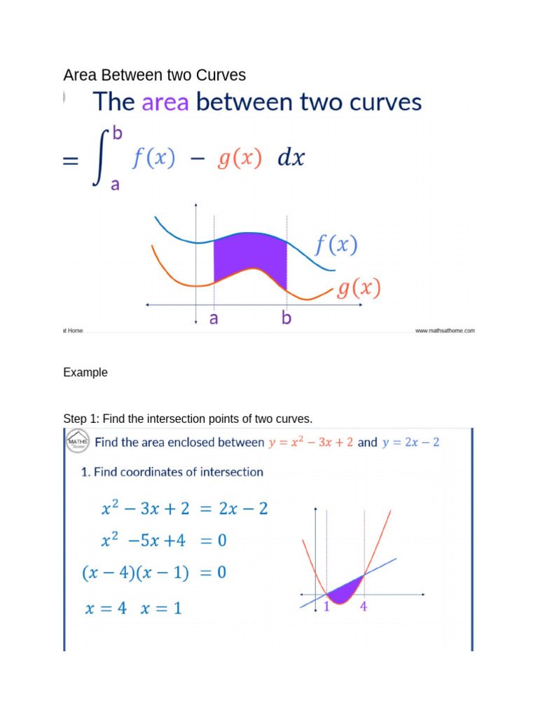 Calculating Area Between Curves | PDF