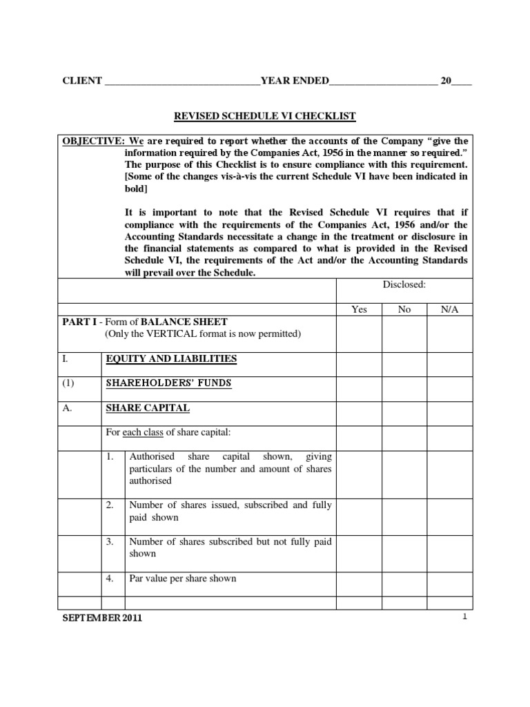 Revised SCH Vi Checklist | PDF | Loans | Stocks