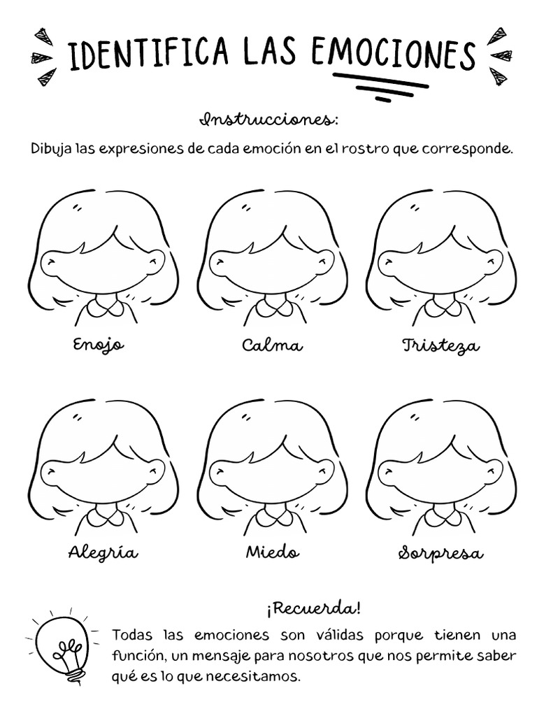 Hoja de Trabajo Identifica Las Emociones | PDF