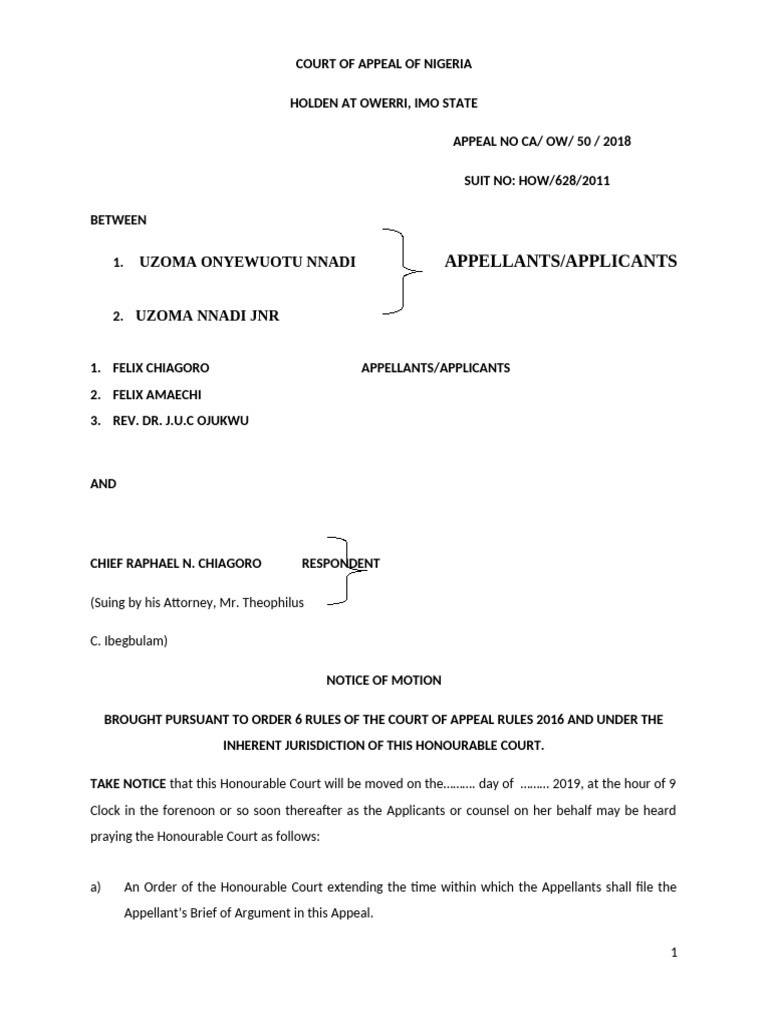 Appeal Process Ekene Dili Chukwu Nig Limited Corrected One | PDF ...