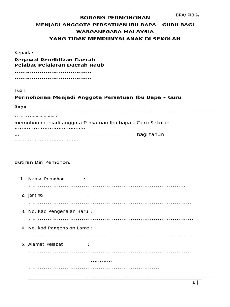 Toaz Info Borang Ahli Pibg Bpa Pibg PR | PDF