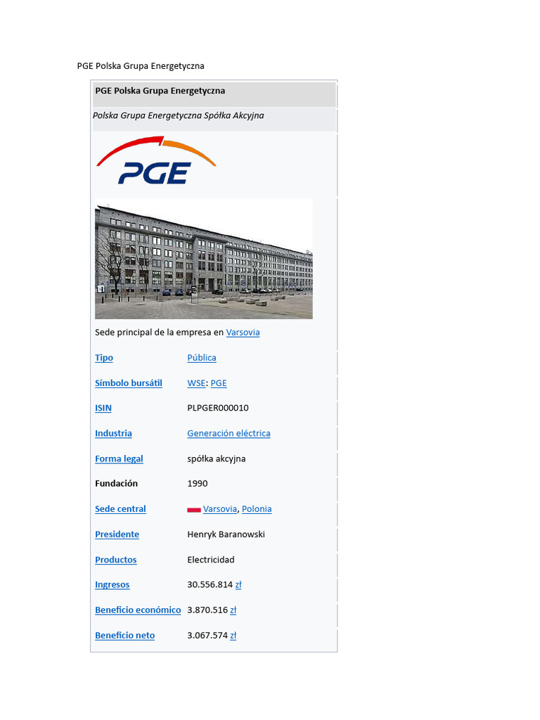 PGE Polska Grupa Energetyczna | PDF