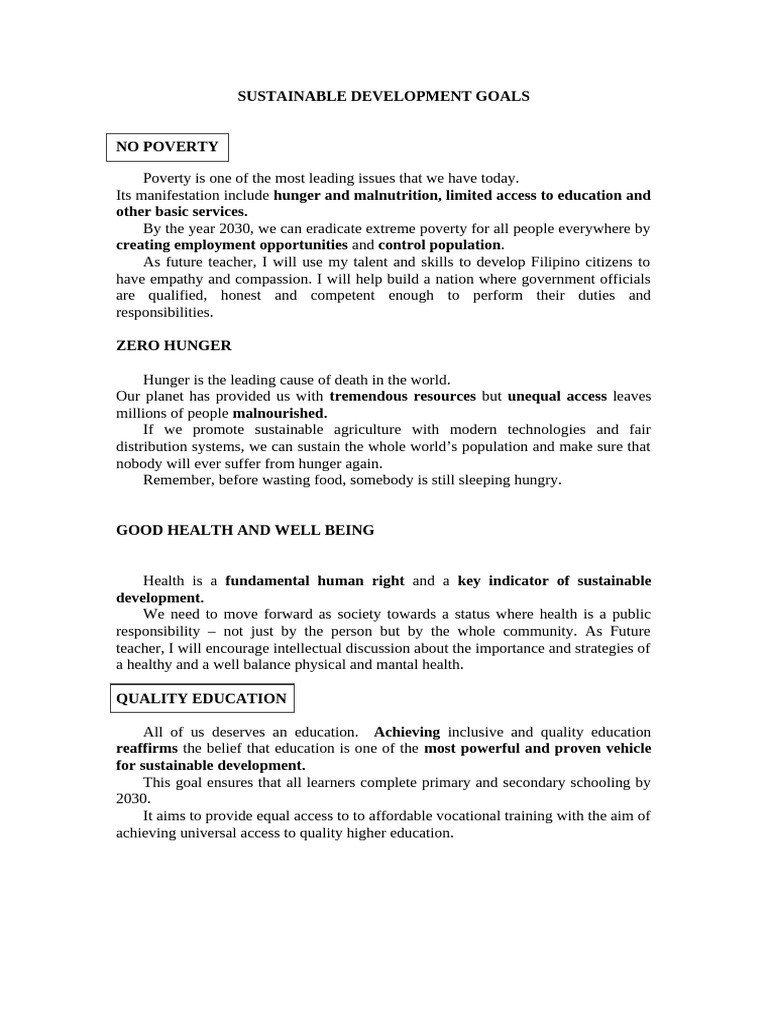 Sustainable Development Goals Overview | PDF | Sustainability | Poverty