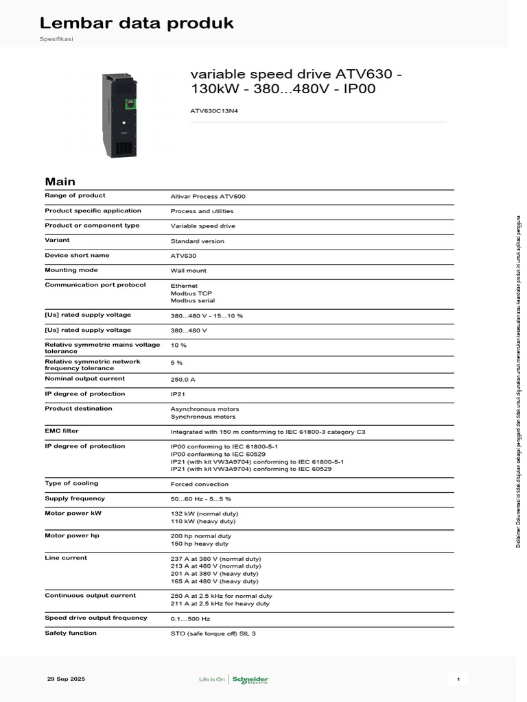 Schneider Electric Altivar-Process-ATV600 ATV630C13N4 | PDF | Electric ...
