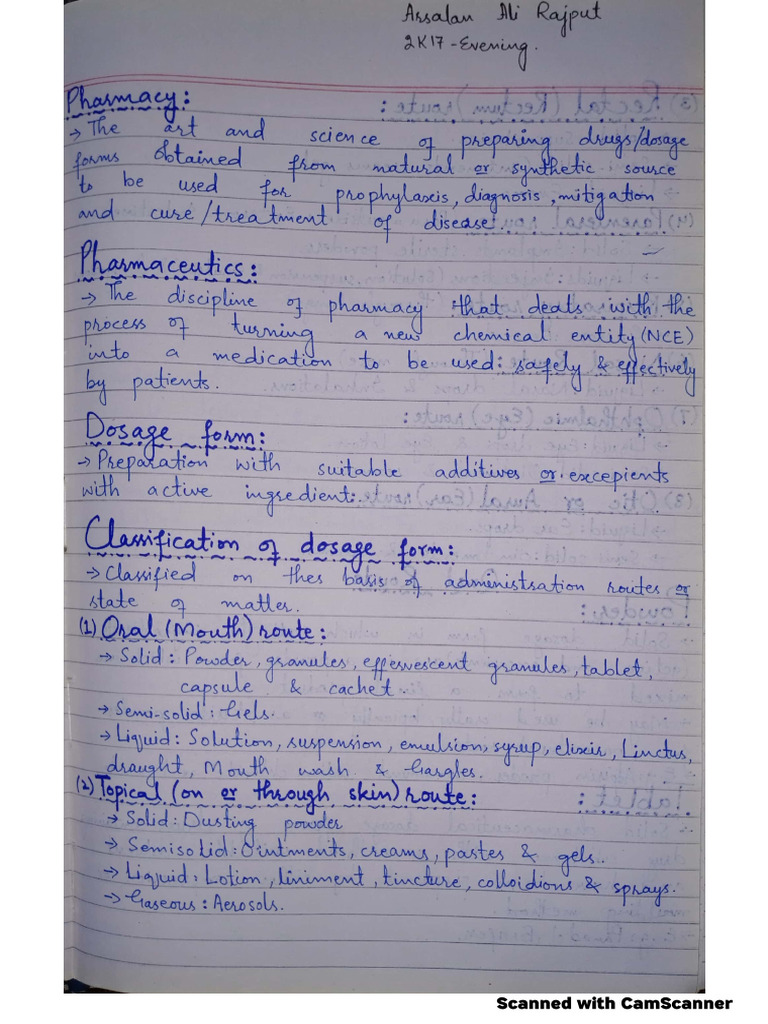 Pharmaceutics (Dosage Form) 2nd Prof 3rd Semester Notes by AAR - 1 | PDF