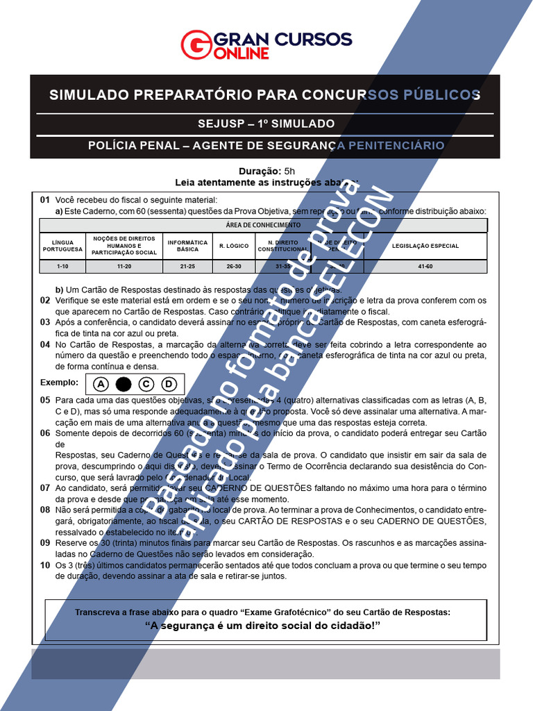 1-Simulado PPMG PROVA + Gabarito Comentado | PDF